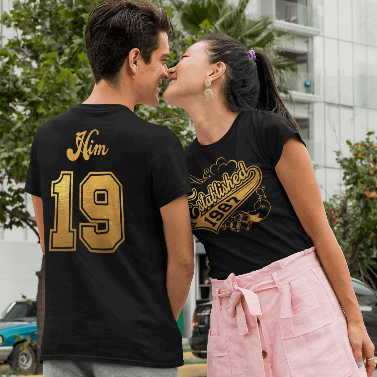 Anniversary Established Matching Couple tshirt, couples tee shirts, ma ...